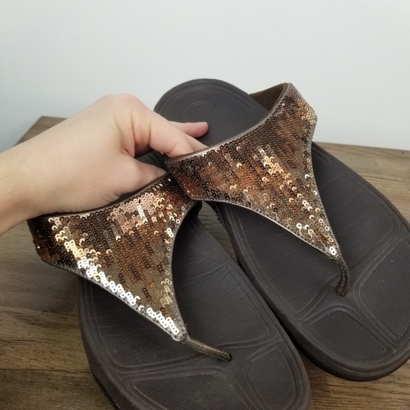 Fitflop | Shoes | Fitflop Electra Brown Sequin Orthopedic Platform Flip ...